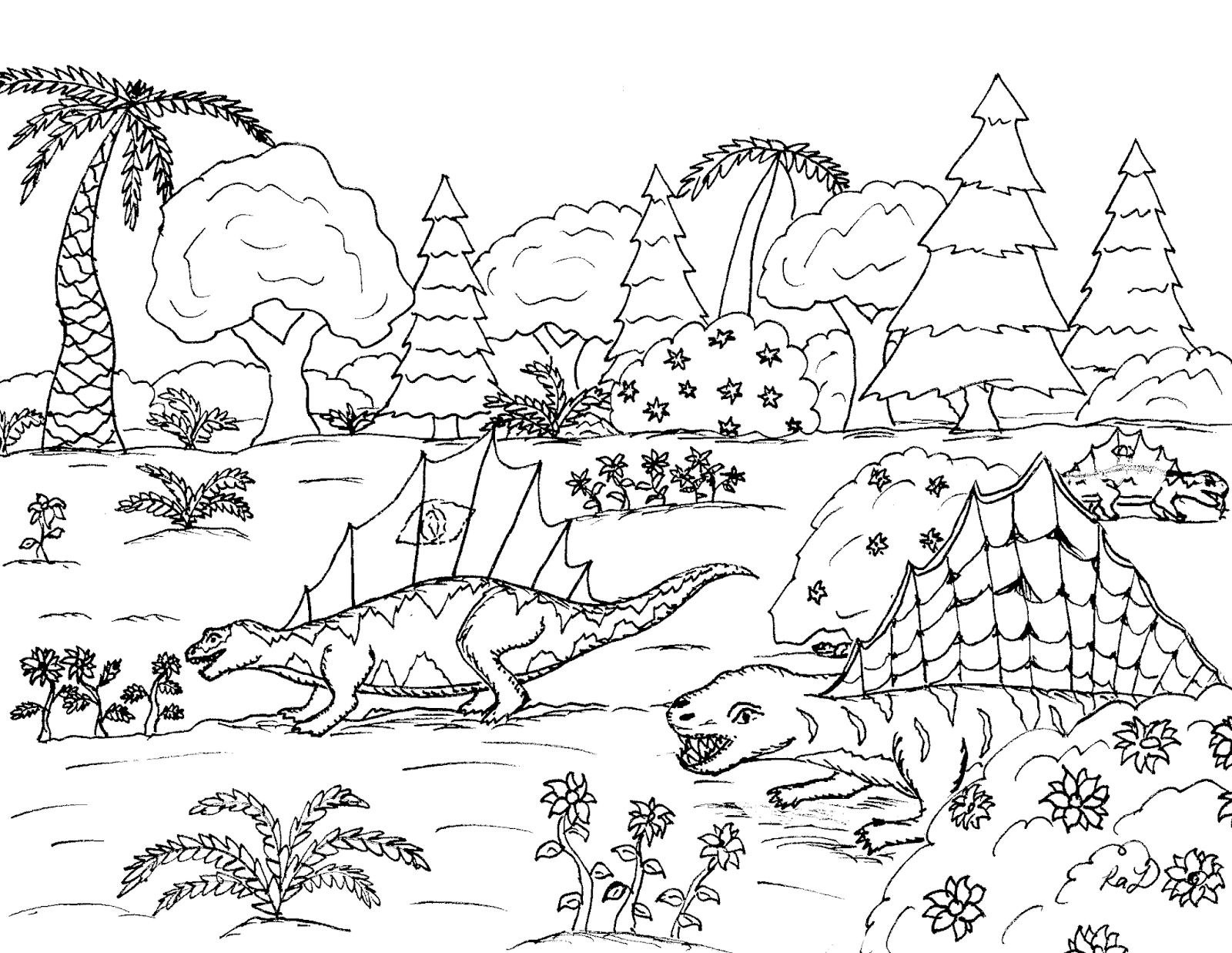 Robin's Great Coloring Pages: Flower Evolution With T. rex, Dimetrodon ...