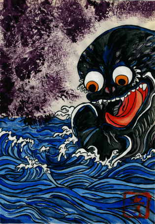 Monsters of Mythology: Umibozu - Contemporary Art [Drawing/Painting]