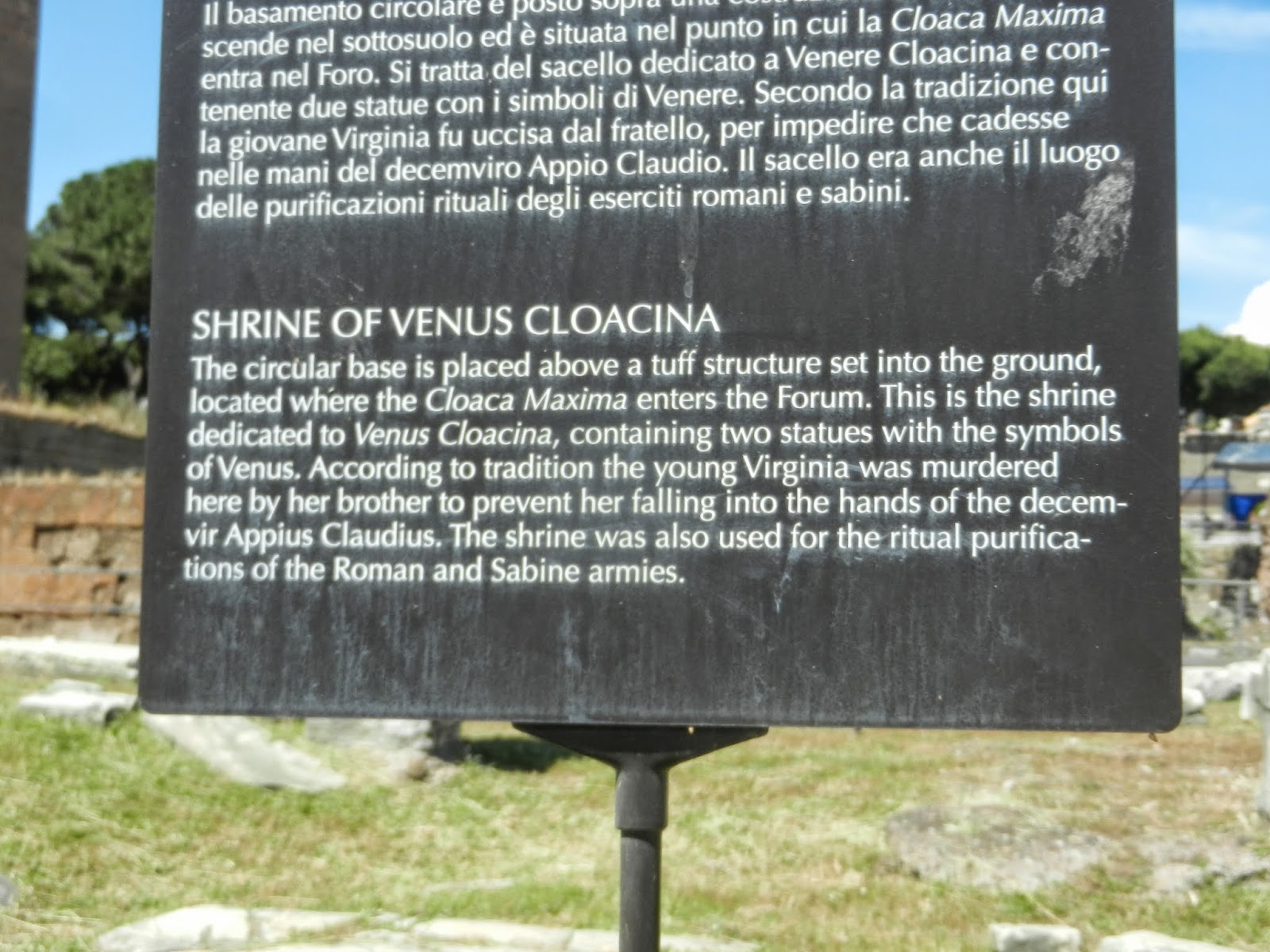 Once around the big blue marble: Shrine of Venus Cloacina