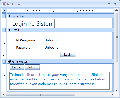 Membuat Form untuk Login ke Sistem - Access Terapan