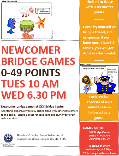 Mishaps at the Bridge Table: Flyer for a newcomer bridge game