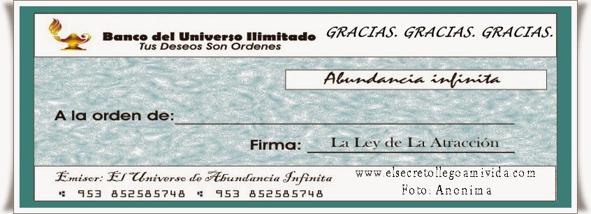 HOY 1 de Marzo 2014 Cheque de la Abundancia