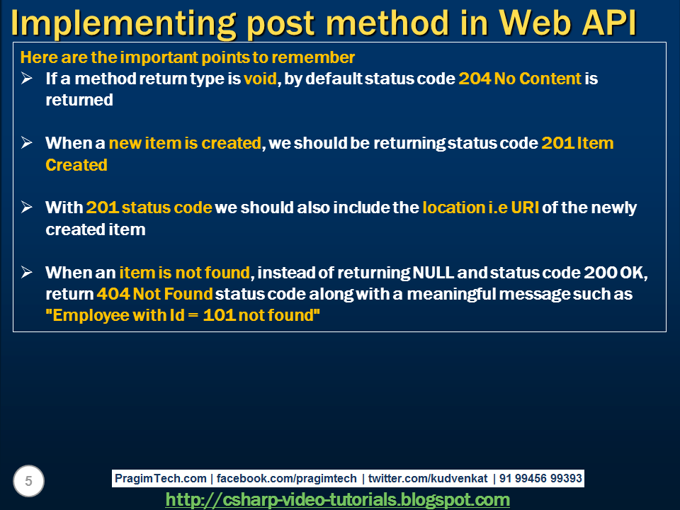 Sql server, .net and c# video tutorial: Implementing post method in ASP.NET Web API