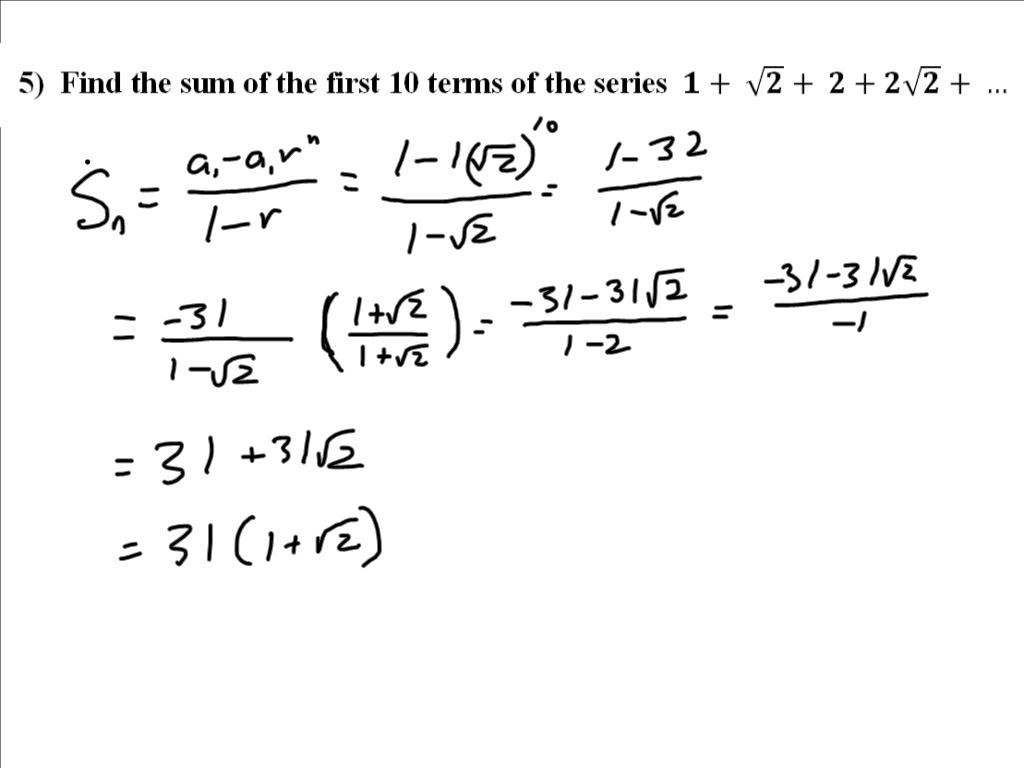 Mr. Flanagan's Class: Geometric Series Worksheet solutions