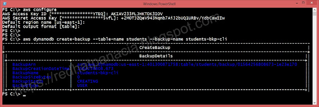 DynamoDB Database Backup using AWS-CLI - RedHat Panacia