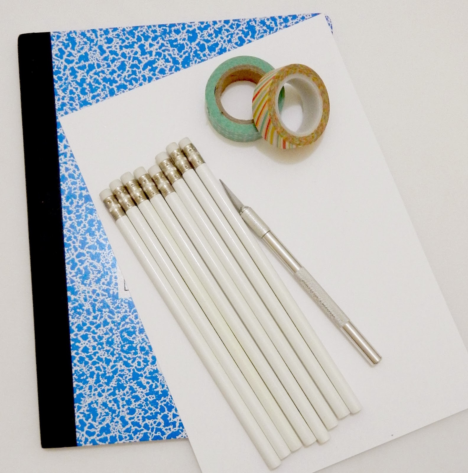 DIY Washi Tape Covered Notebook and Matching Pencils - This Is Tisa