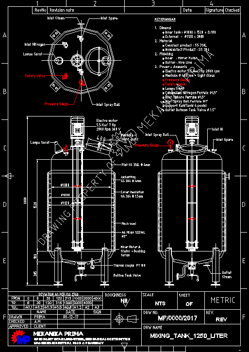 GAMBAR TEKNIK PHARMA: GAMBAR TEKNIK SET TANKI MIXING LIQUID UNTUK ...