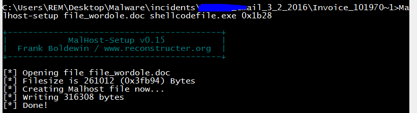 Weaponized Container exploiting MS Office Vulnerability CVE 2012-0158 - Communicating to Dridex ...