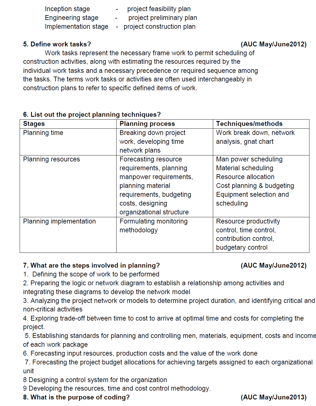 CE2353 - Construction Planning and Scheduling - 02 marks and 16 marks ...