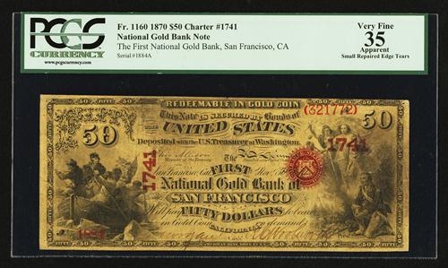 1863 $100 Gold Certificate banknote for auction | Lunaticg Coin