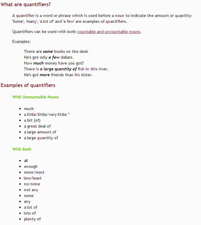 Eleventh Grade English Subject: Quantifiers review!