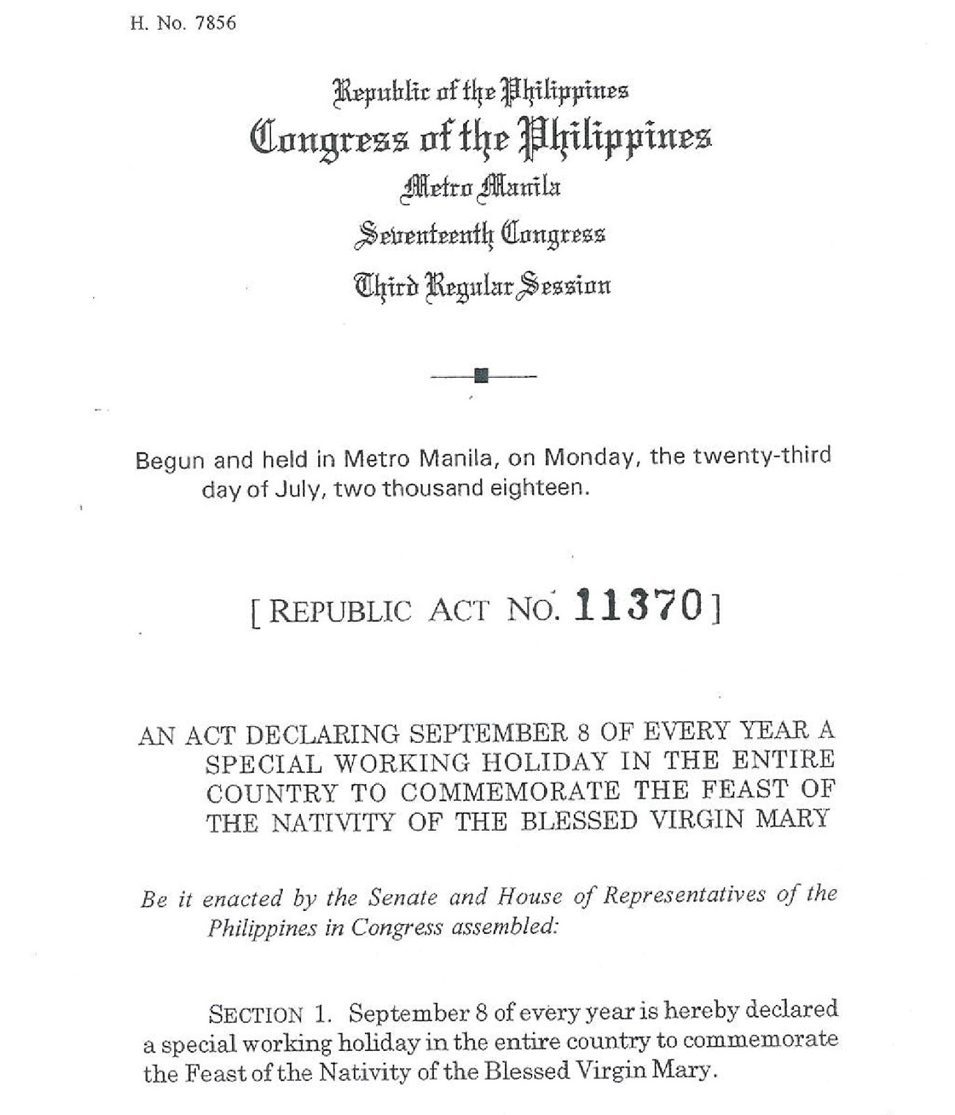 Philippine Holidays: "Feast of the Nativity of Blessed Virgin Mary" is ...