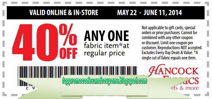 Free Promo Codes and Coupons 2023: Hancock Fabrics Coupons