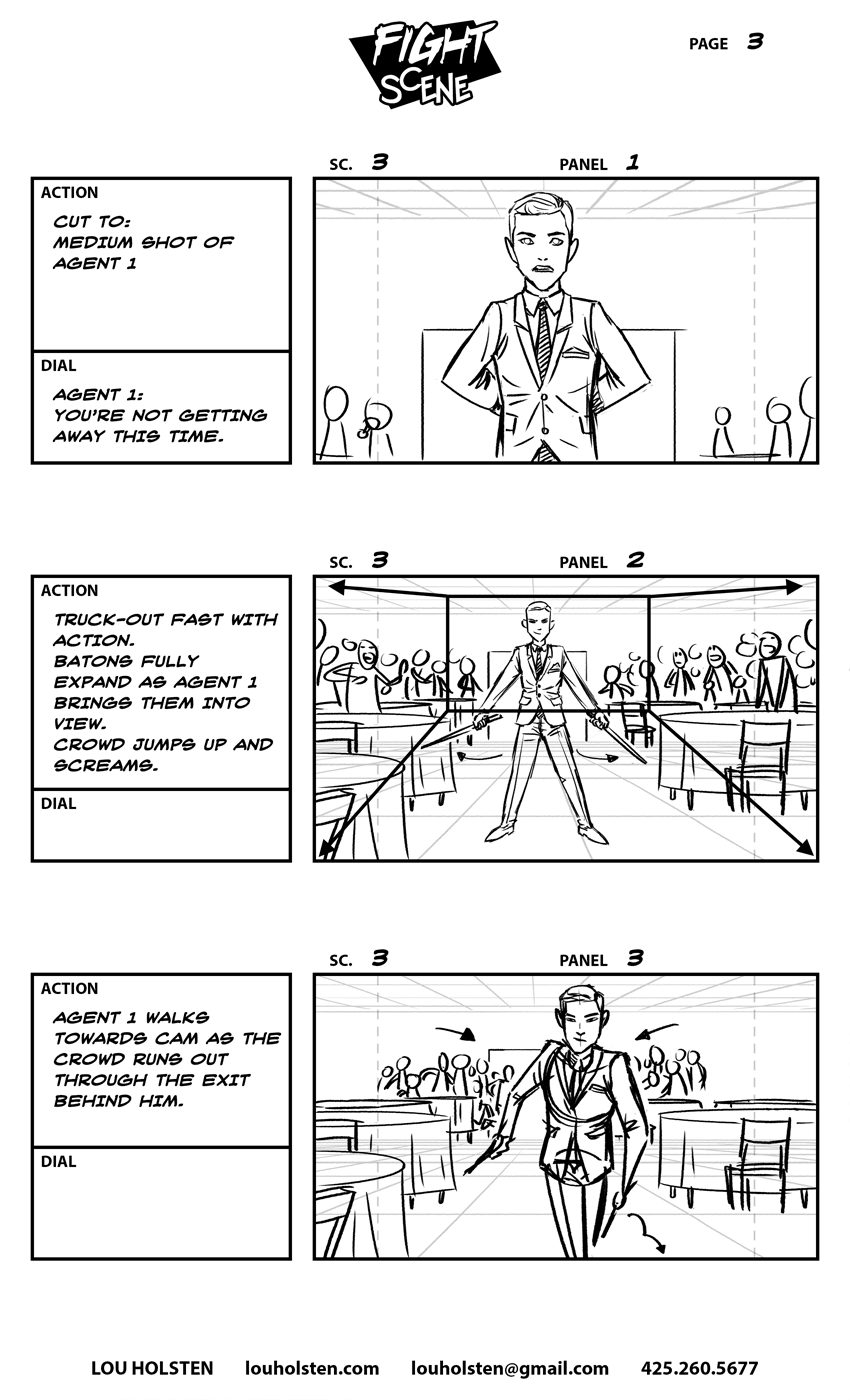 Lou Holsten: Fight Scene - storyboards