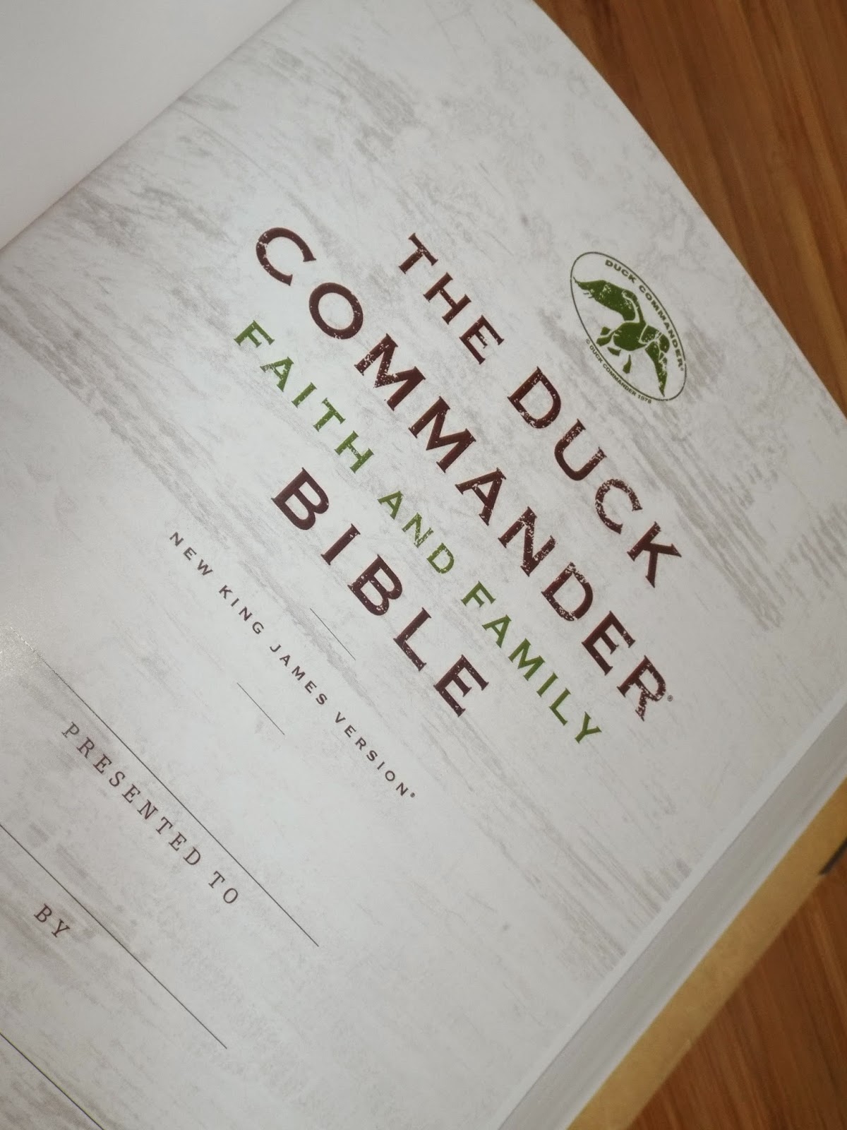 Beautiful Gifting Page: Duck Commander Bible