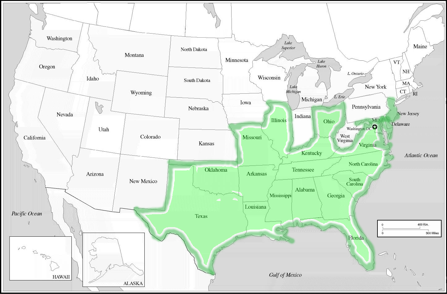 Range of the Southern Black Widow