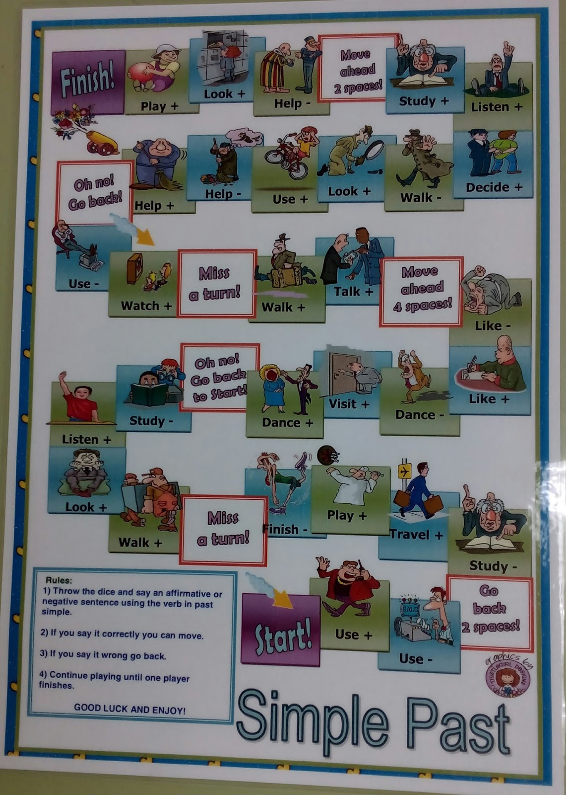 My English class: Boardgame: past simple regular verbs