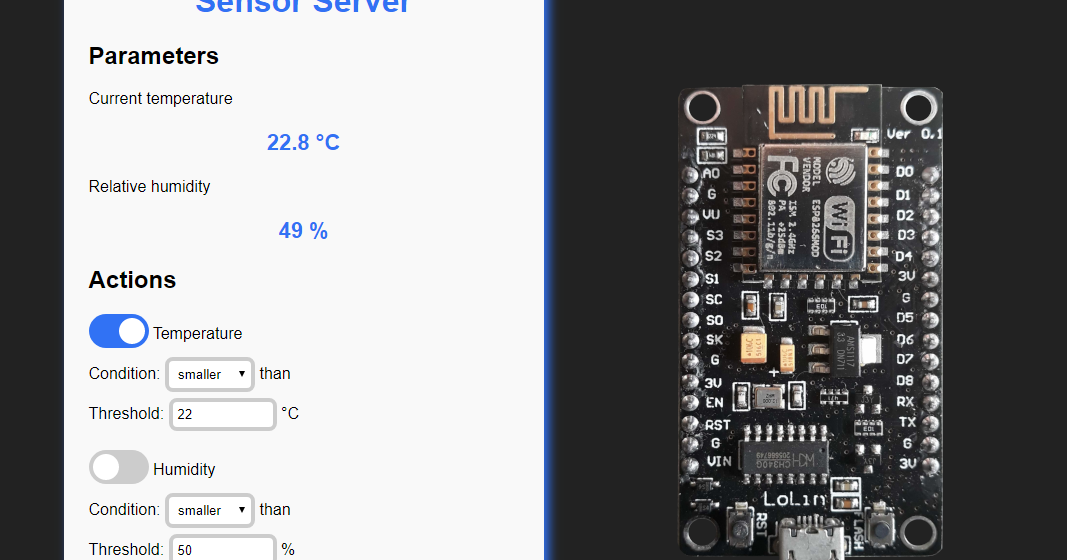 DHT22 sensor web server on ESP8266 · One Transistor