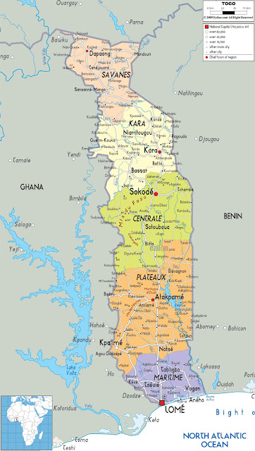 Togo - Peta geografis Togo - Geografia Total™