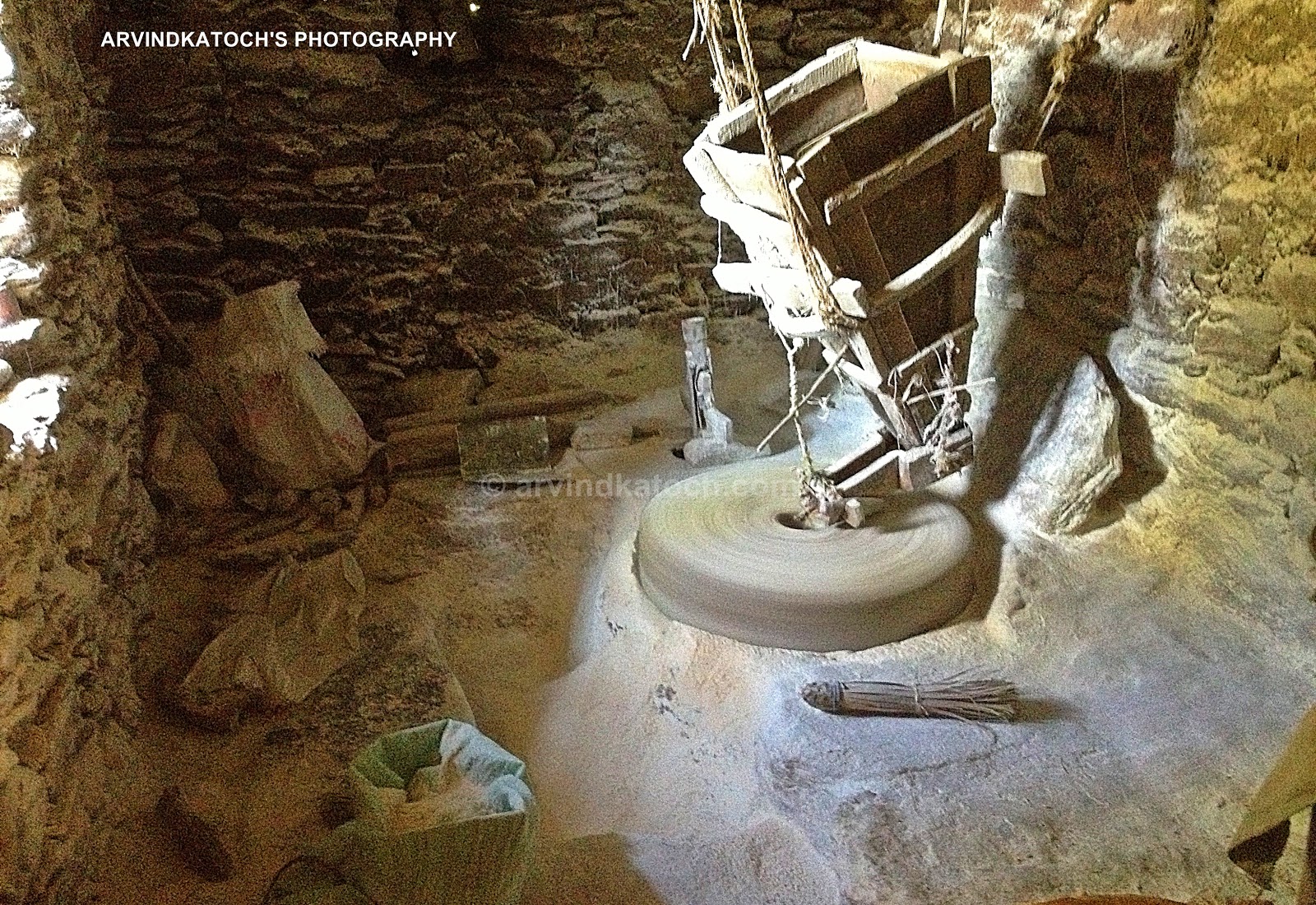 Inside View of a Himachali Traditional Water Flour Mill
