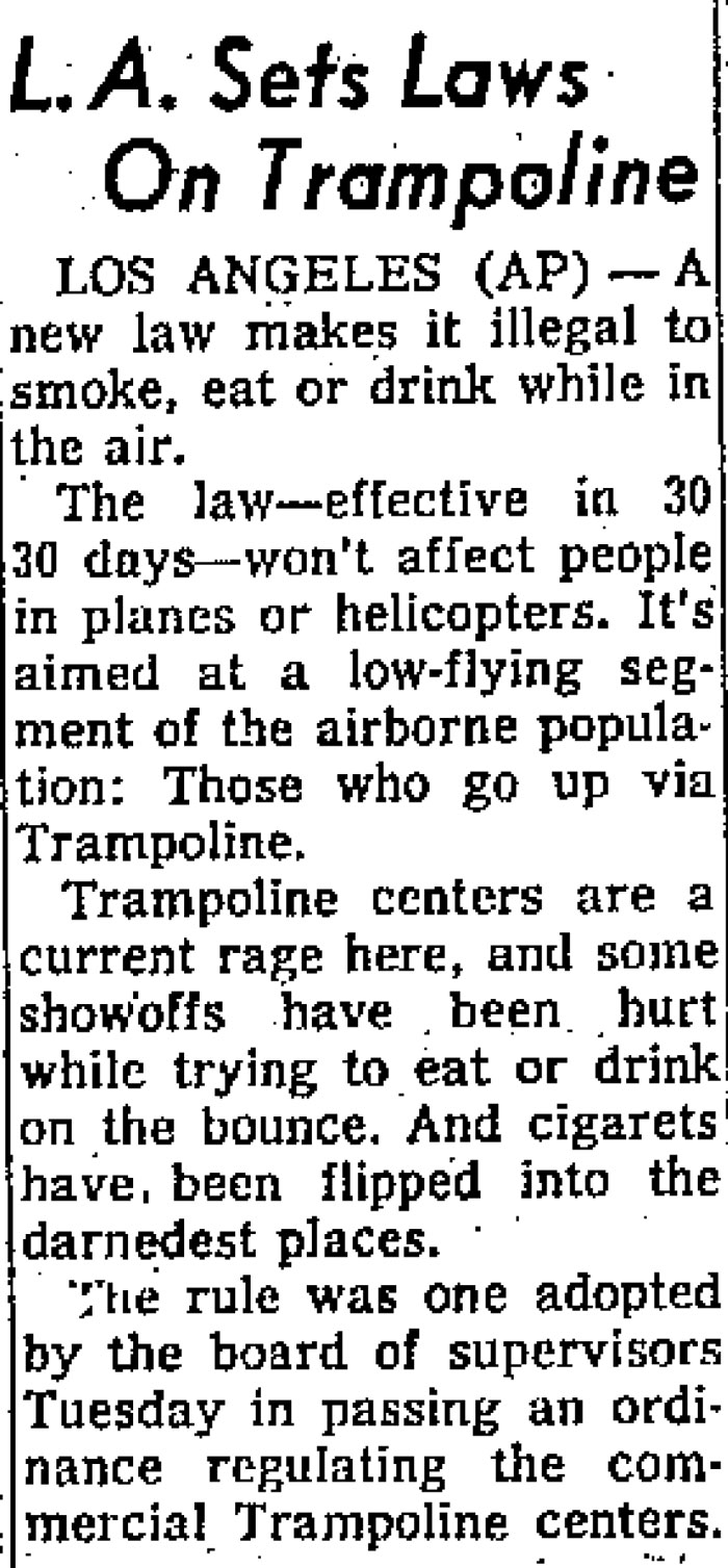 Trampoline History Blog: 1961 - The Great Trampoline Jump Center CRAZE ...