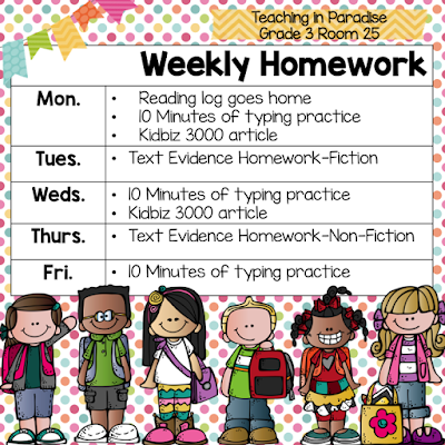 Teaching in Paradise: Weekly Homework Routine in my 3rd Grade Classroom