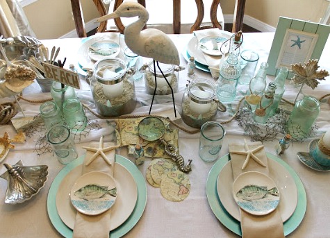 Elegant Beach Table Idea in a White, Seafoam & Sand Color Palette ...