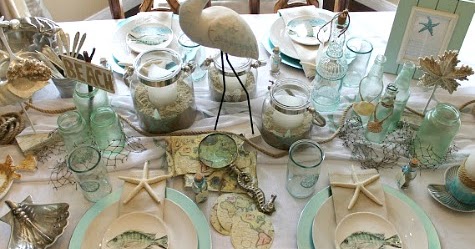 Elegant Beach Table Idea in Sea Green | Shop the Look