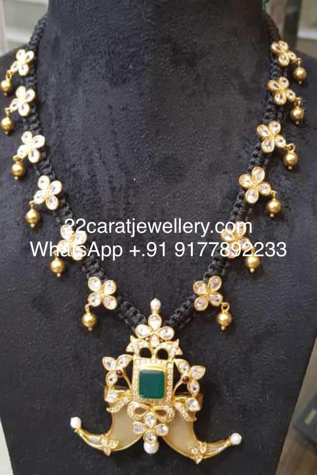 Black Thread Pretty 925 Silver Necklaces - Jewellery Designs