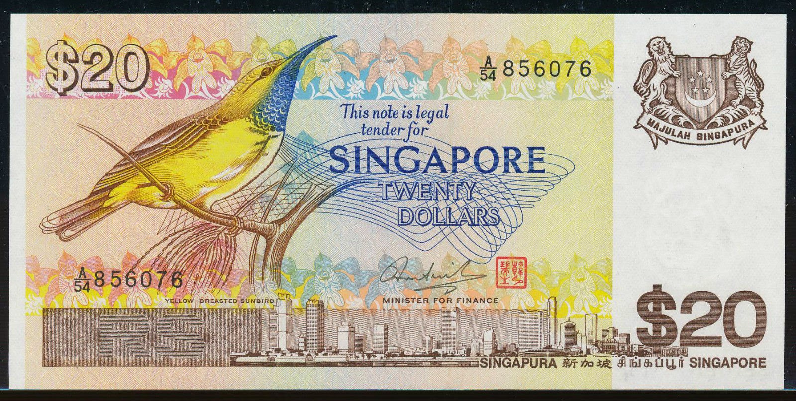 Singapore 20 Dollars banknote Bird Series|World Banknotes & Coins ...