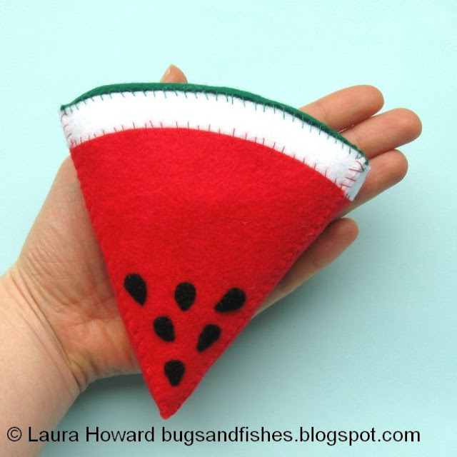 Bugs and Fishes by Lupin: Sew Some Felt Fruit! Watermelon Slice Tutorial