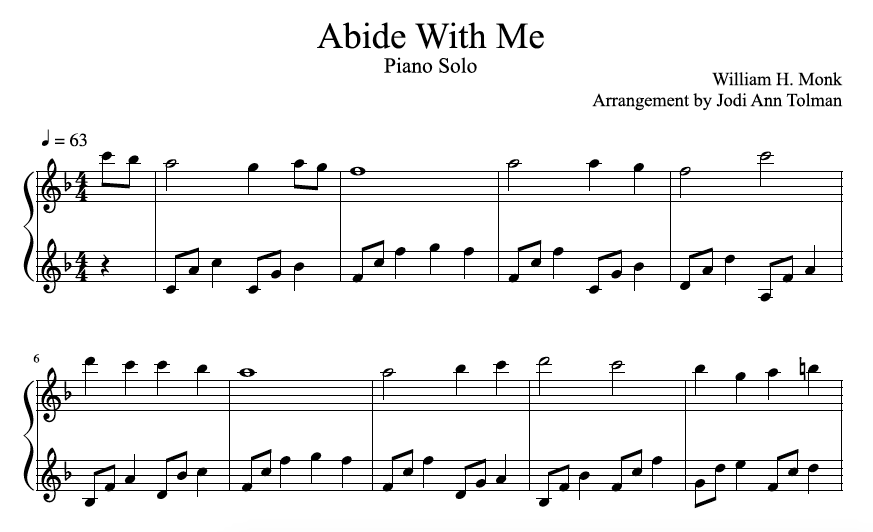 Abide With Me, Piano Solo | Music by Jodi Ann