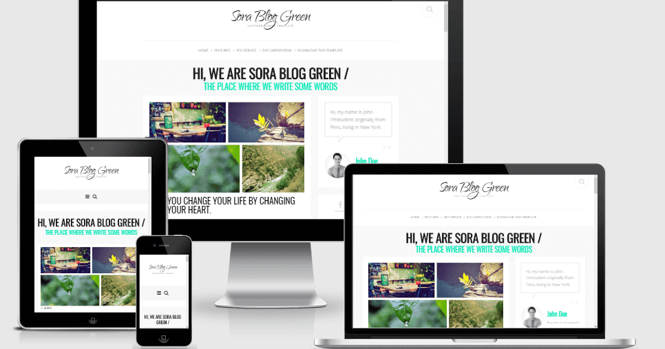 Sora Blog Green - Responsive Blogger Template