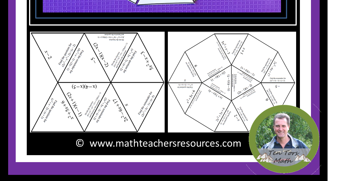 Polynomial Division Puzzle ~ TenTors Math Teacher Resources
