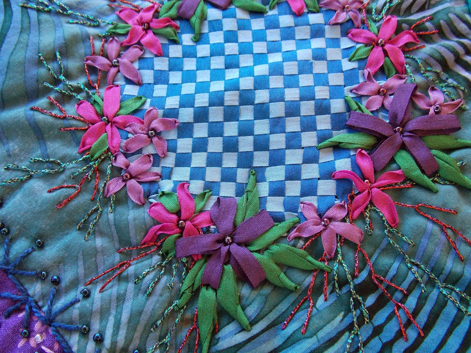 The Beaded Needle: Blue Crazy Quilt