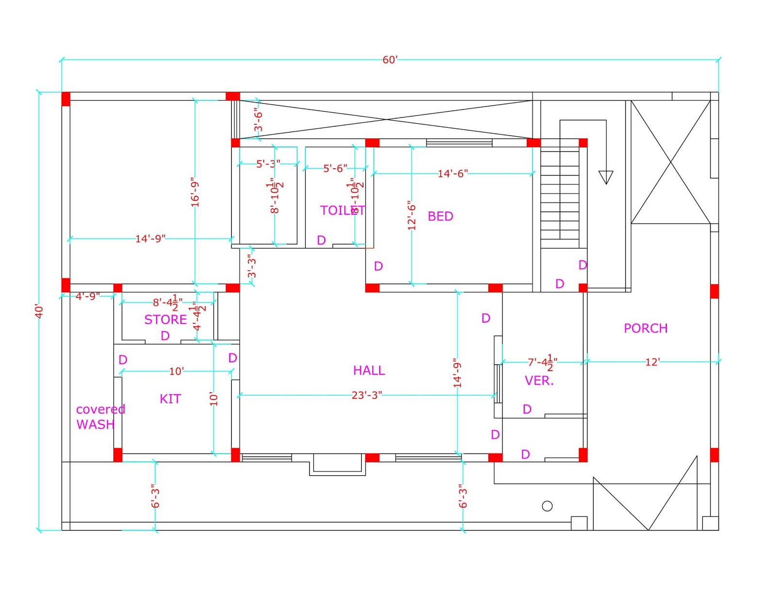 Modern House Plan 60' X 40' - Housewala