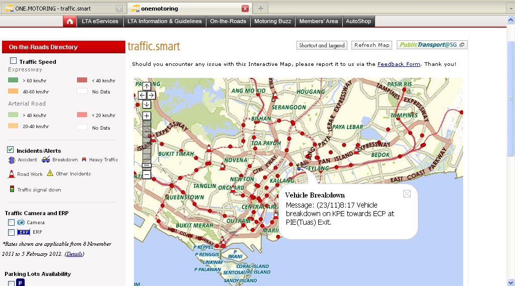 OneMap.sg: ONE.MOTORING Traffic.Smart - Your One Stop Site for all ...