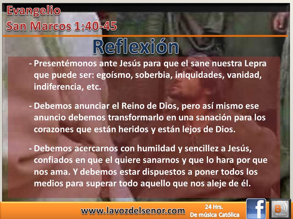Radio Católica La Voz del Señor: Evangelio San Marcos 1: 40 - 45