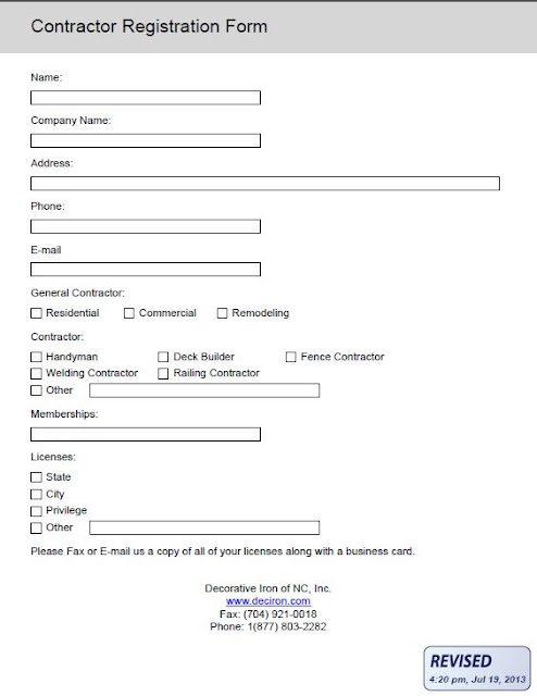 Decorative Iron of NC Inc: Builder/Contractor Discounts