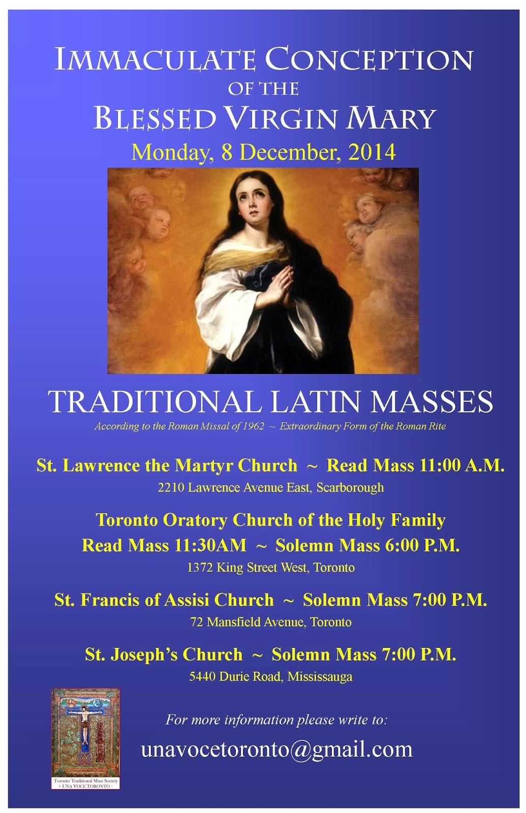 Vox Cantoris: Five Traditional Latin Masses in Toronto for the ...