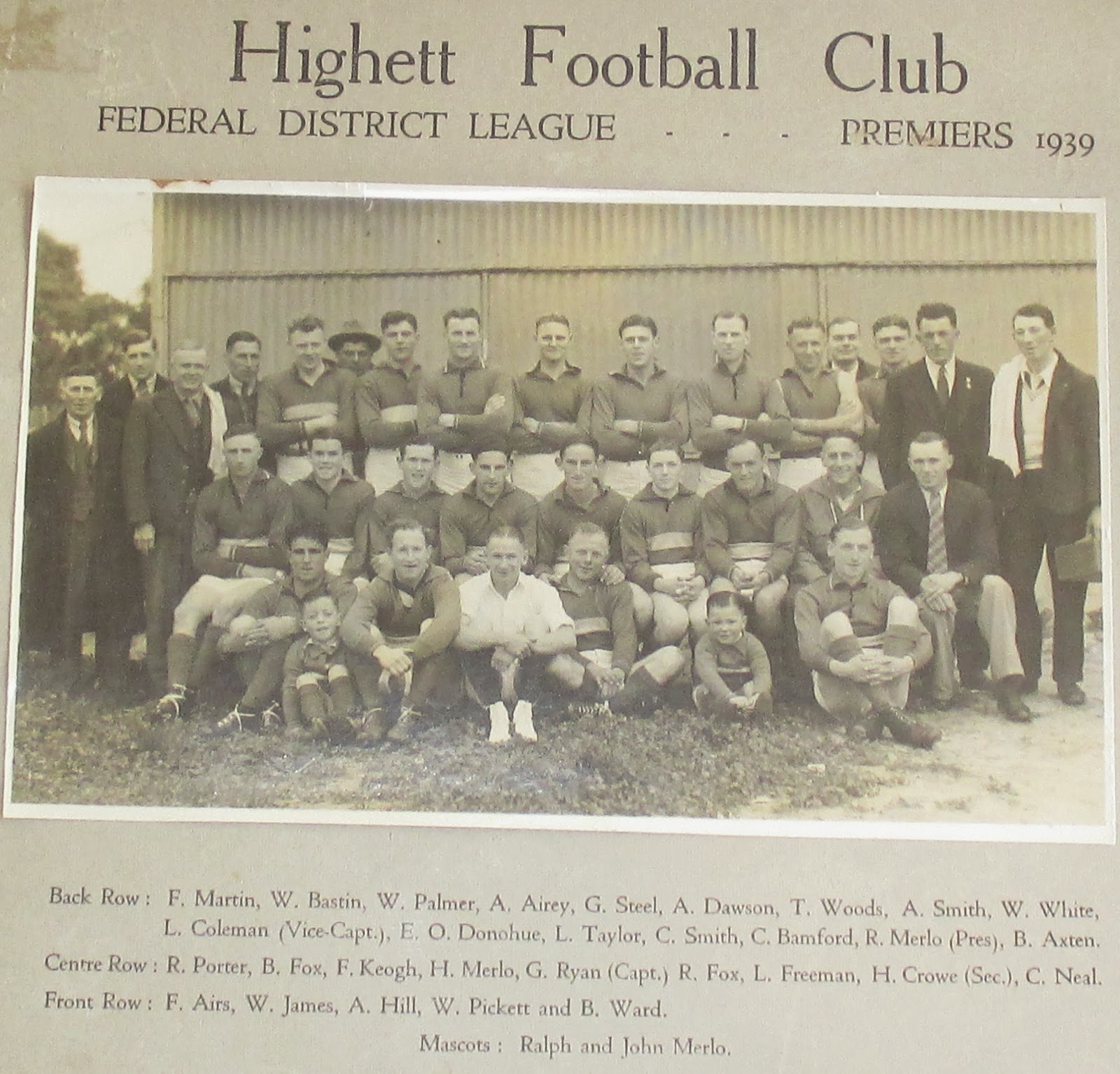 HIGHETT FOOTBALL CLUB HISTORY
