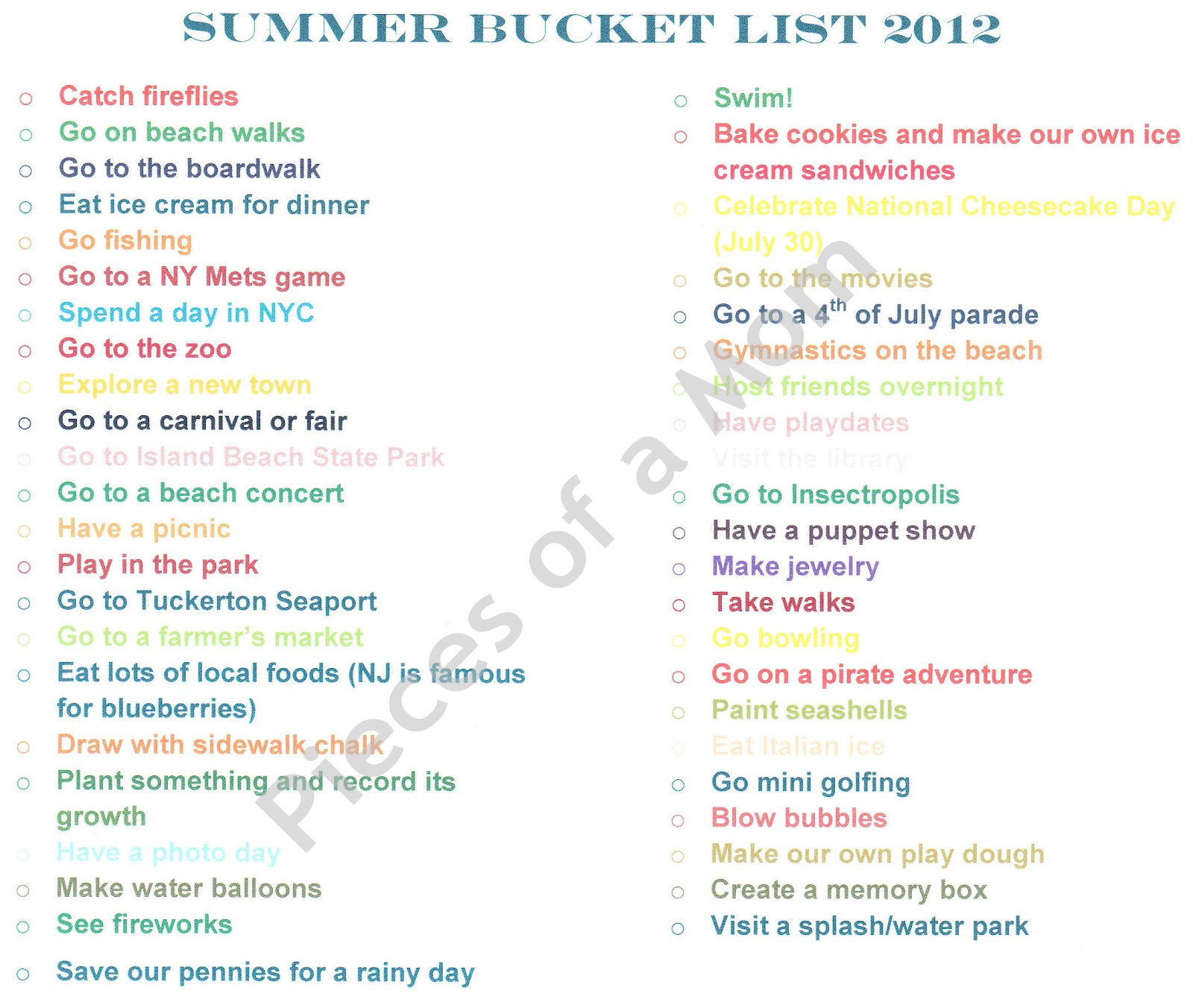 Summer Bucket List Challenge {Link Up with Life Without Pink} | Pieces ...