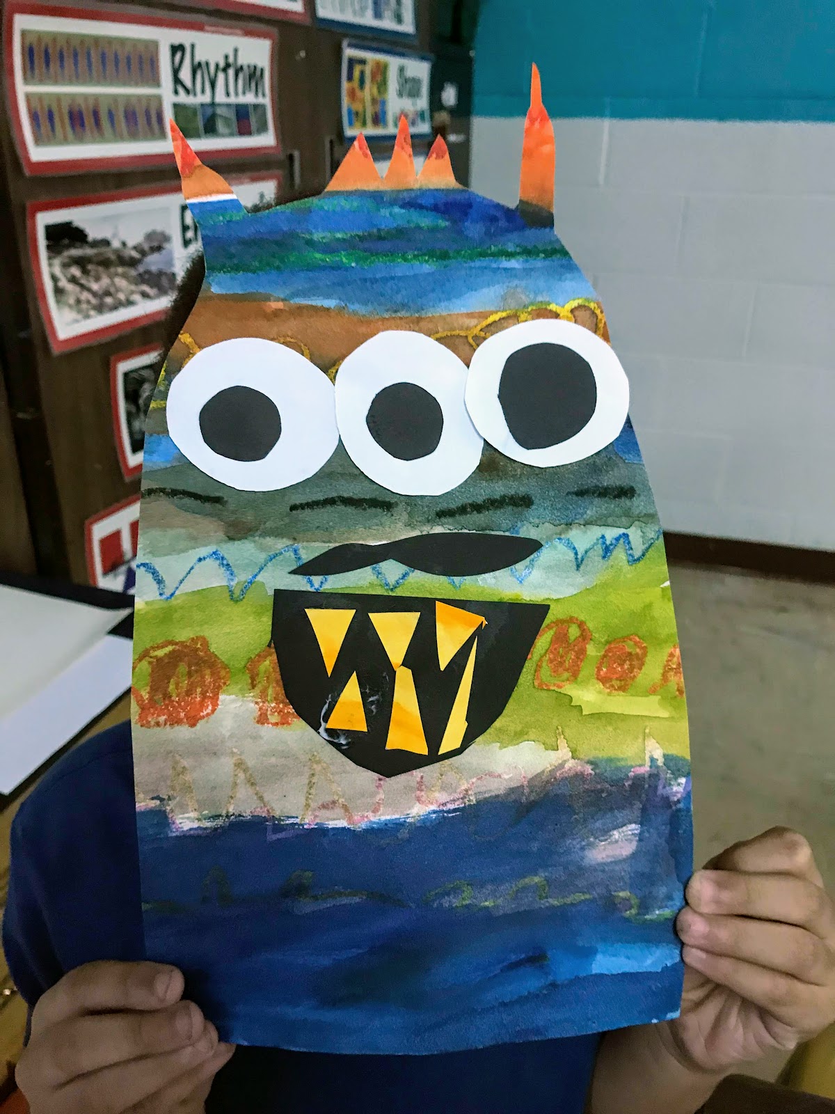 Elements of the Art Room: Kindergarten Line Painting Monsters