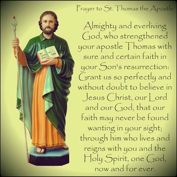 Happy Feast Day of St. Thomas the Apostle ~ OUR MERCIFUL GOD