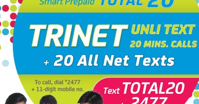 Smart TOTAL 20 TRINET Unli Text Plus 20 Minutes Call and 20 All Net Texts