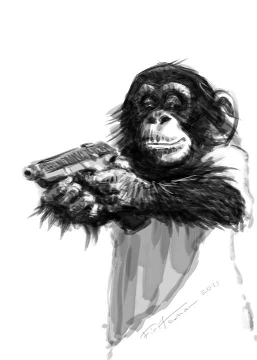William Fiesterman One Painting or Drawing Per Day: Monkeying with a gun