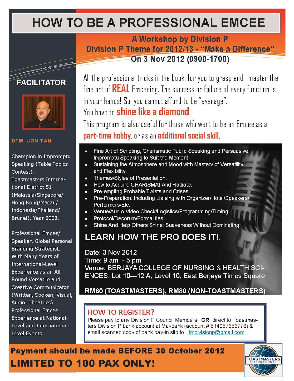 DDYPC Toastmaster: How to be a Professional Emcee