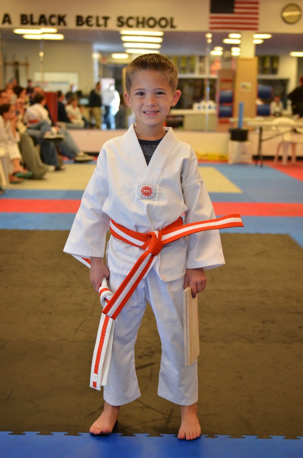 The Vernon Blog: Connor's second karate test - white belt with orange ...