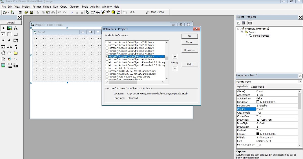 Cara Mengaktifkan Koneksi Menggunakan ADODB | Gudang Sourcode Visual Basic Classic