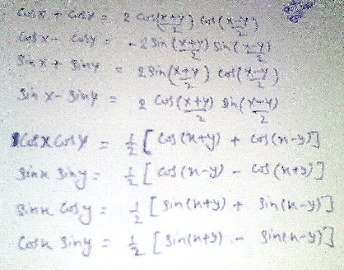 simple mathematics: trigonometry formulas